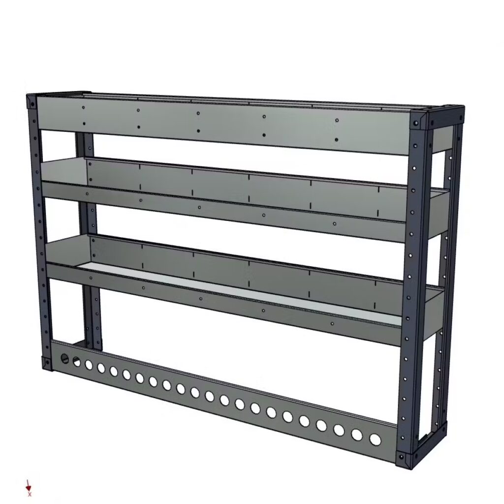 Universal Van Racking Shelving Unit 1050 High x 1250 Wide with shelf ...